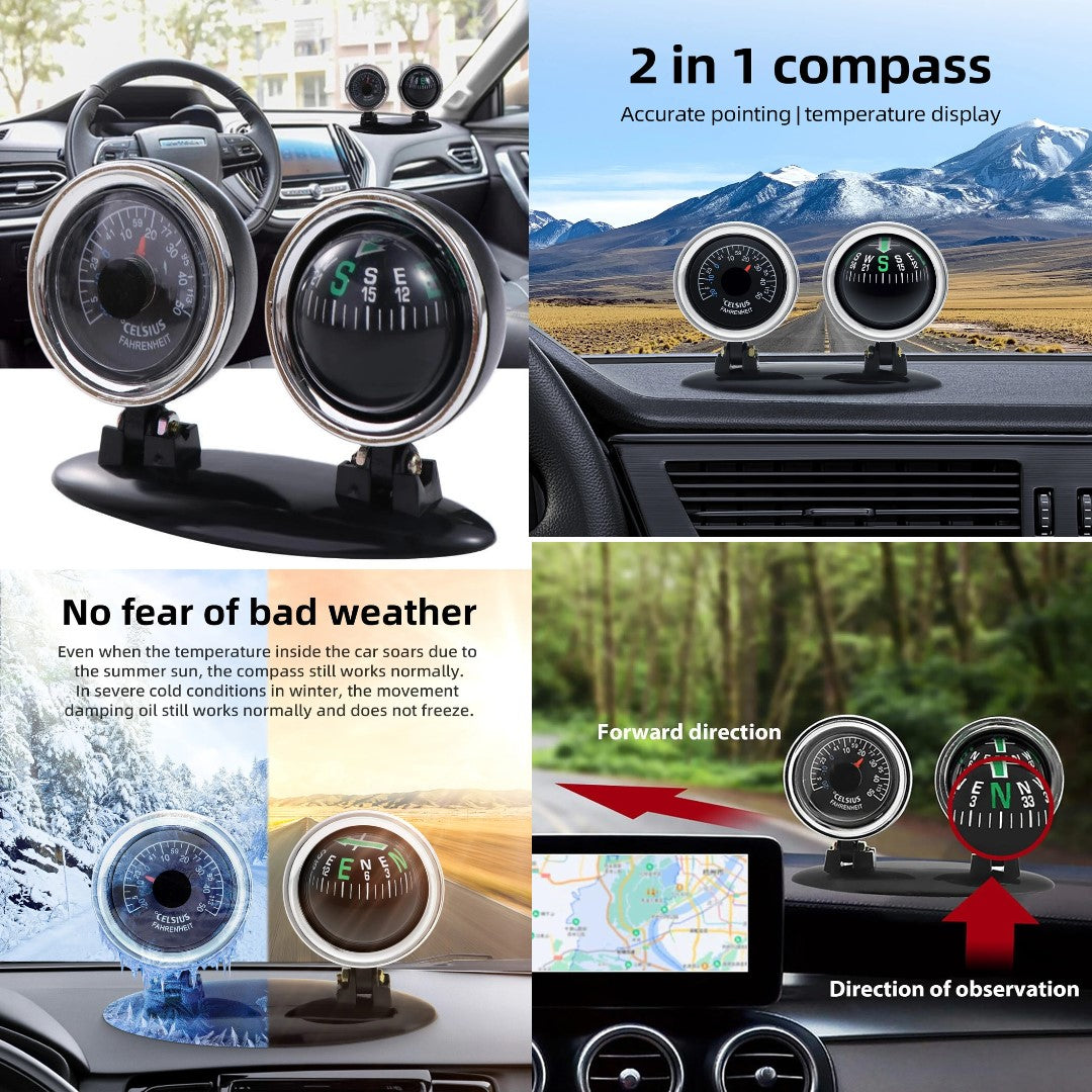 Universal 2 in 1 Car Thermometer Compass Navigation/Direction Guide ...